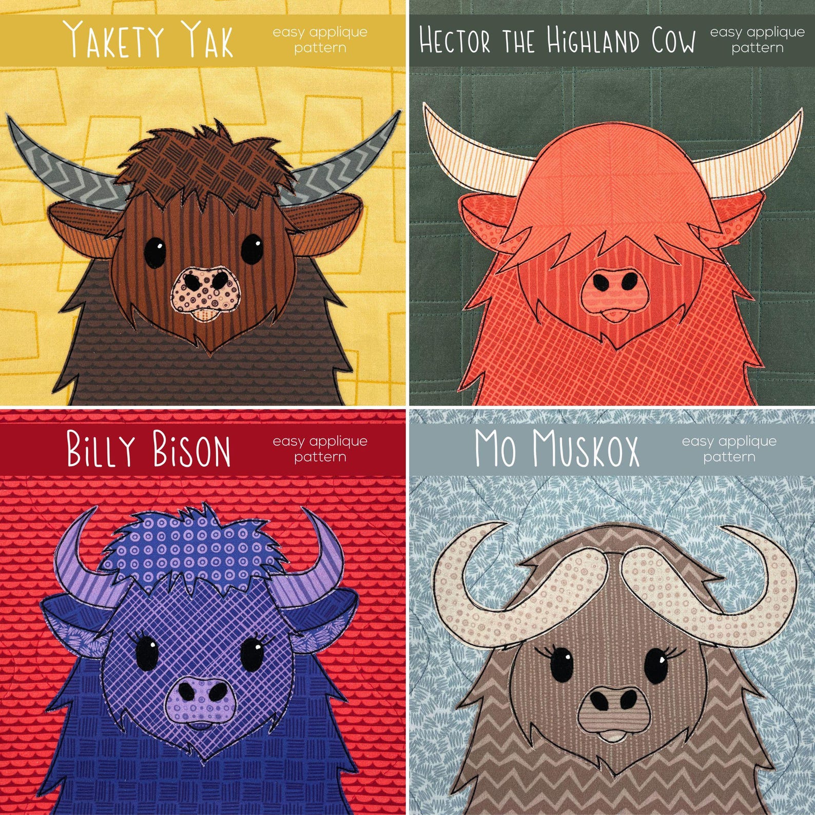 Hector Highland Cow Applique Quilt Pattern: Easy Beginner PDF (digital ...