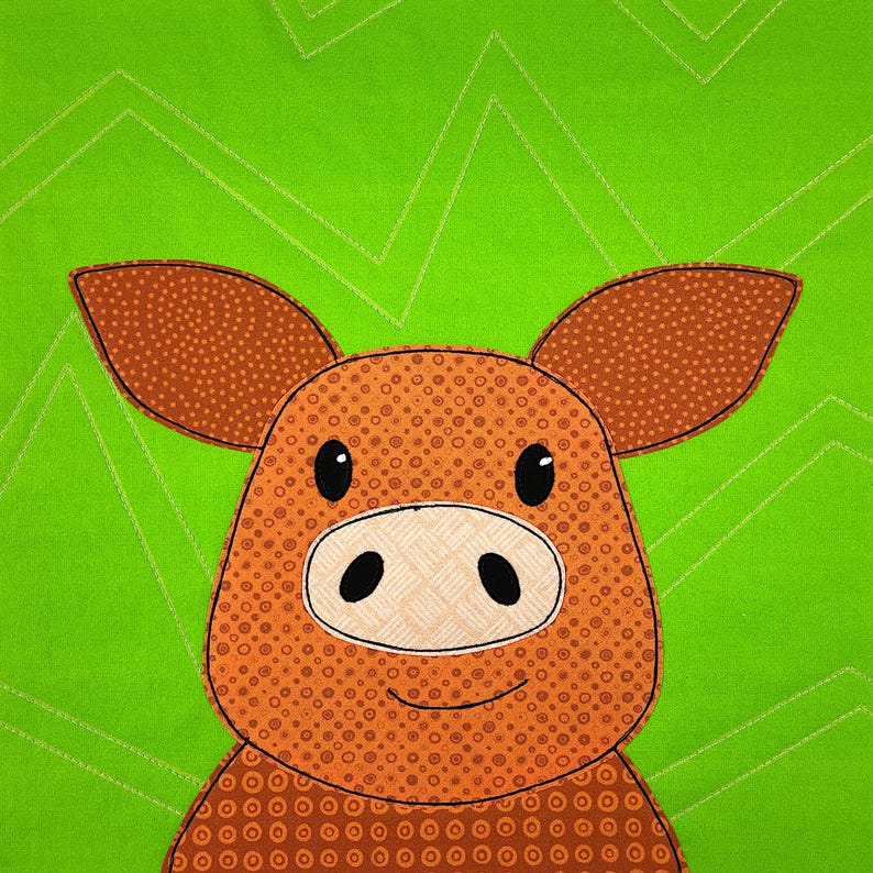 Padgett Pig Applique Quilt Pattern: Beginner Friendly (digital PDF) - Etsy