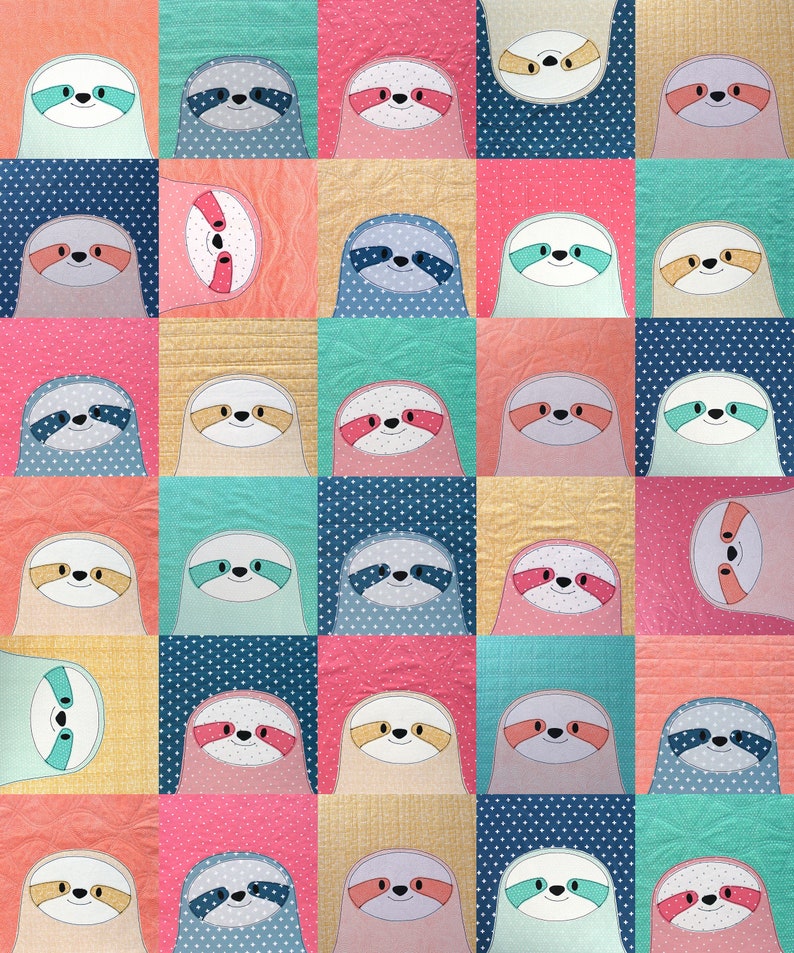 Silly Sloths Applique Quilt Pattern Easy PDF Pattern for - Etsy