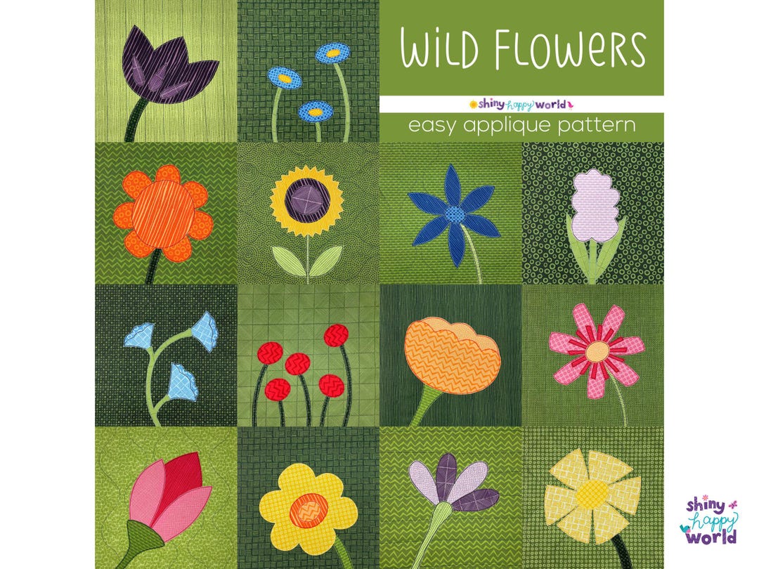 Wild Flowers - Easy Applique Quilt Pattern PDF for Beginners - QAYG and ...