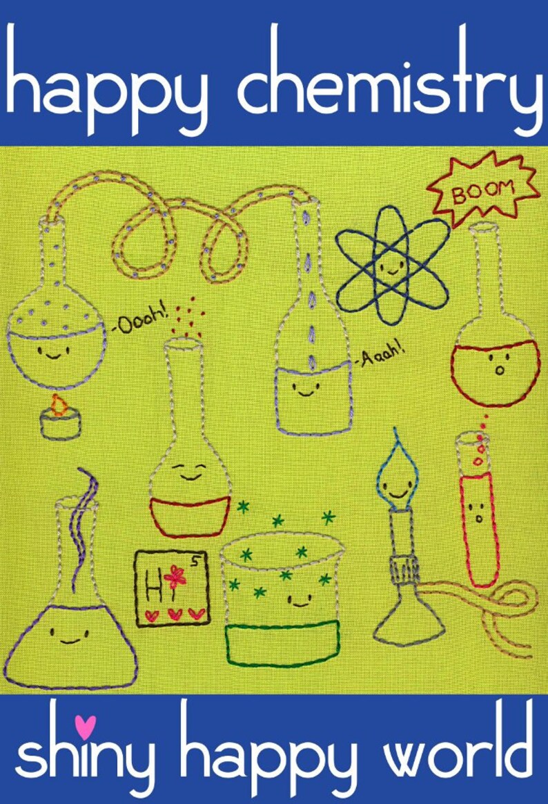Happy Chemistry Embroidery Pattern PDF - Etsy
