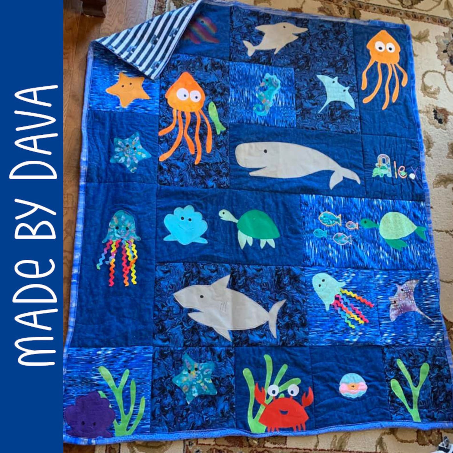Sea Creatures Applique Quilt Pattern: Easy Quilt-as-you-go (PDF Pattern ...