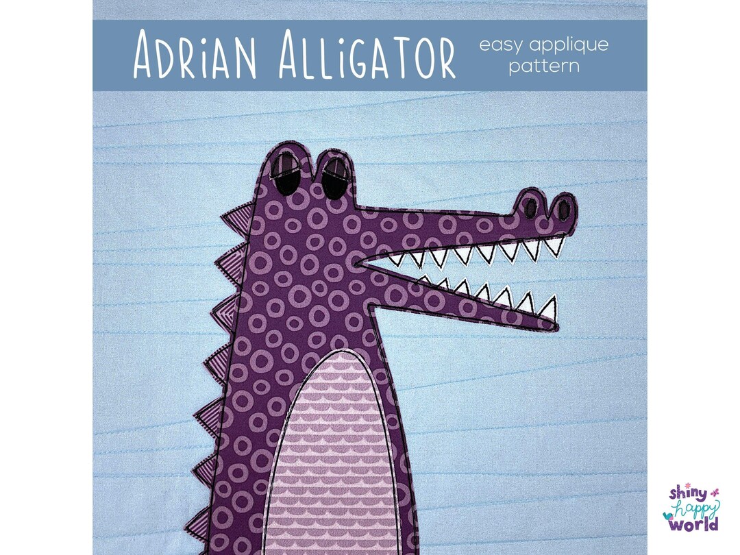 Adrian Alligator or Crocodile Applique Quilt Pattern - Easy Digital PDF ...