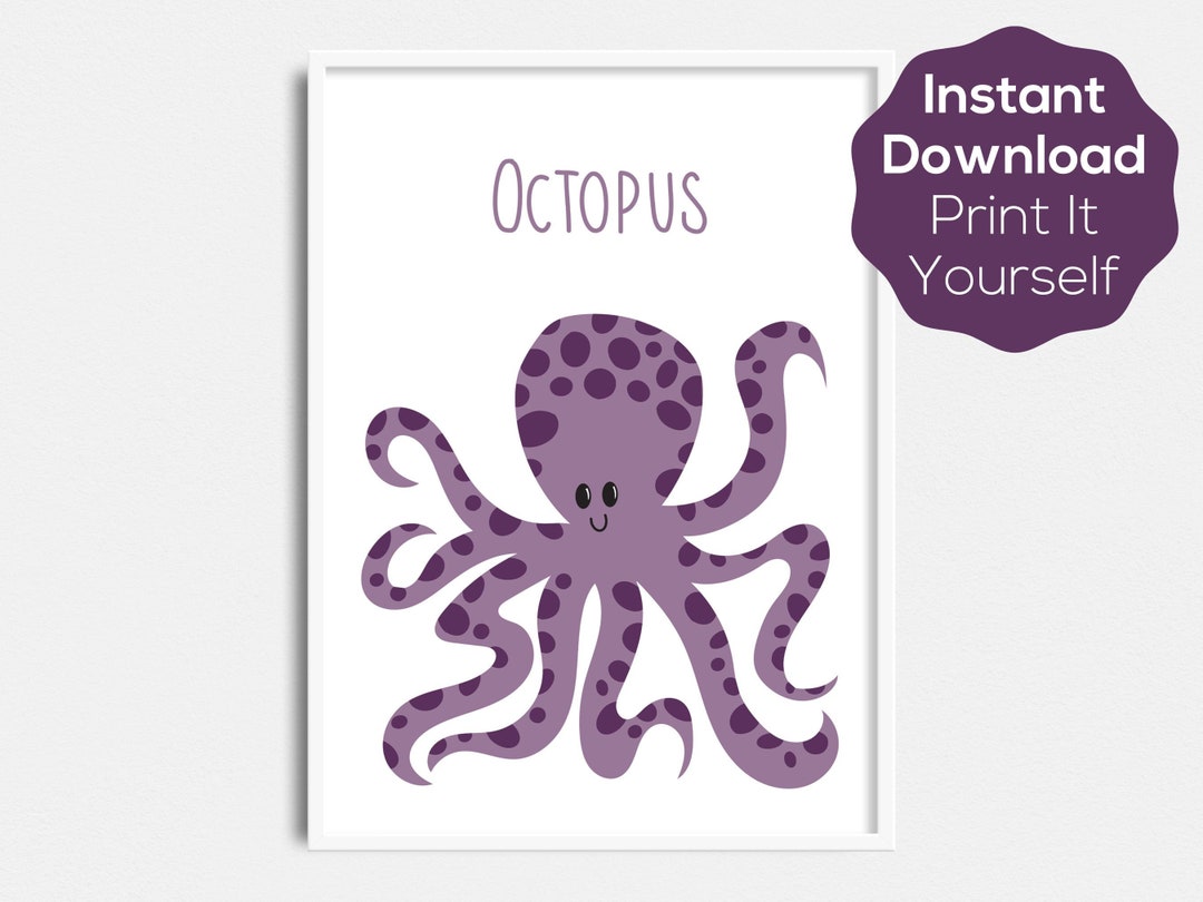 Octopus Printable Art - Instant Download - Print It Yourself - ABC ...