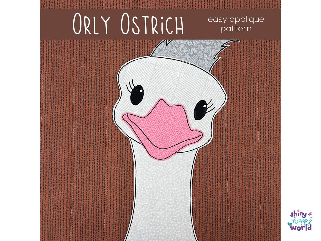 Orly Ostrich Applique Quilt Pattern: Easy Beginner Project (PDF Pattern ...