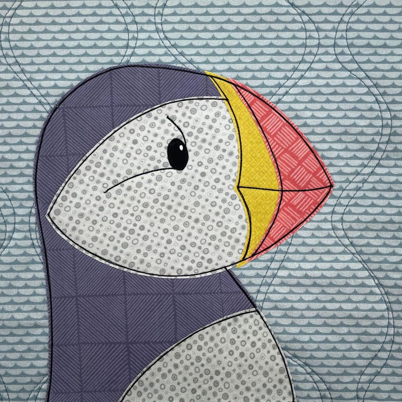 Palmer Puffin Applique Quilt Pattern: Easy Quilt-as-you-go (digital PDF ...