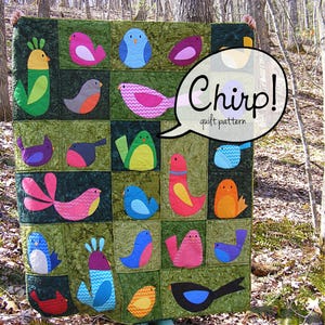 Chirp - Bird Applique Quilt Pattern - Easy Digital PDF Pattern for Beginners, Uses Quilt as You ...