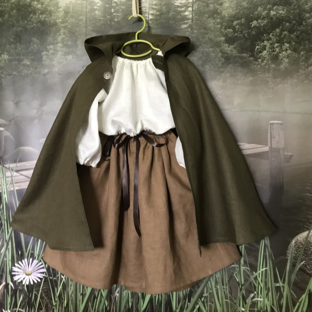 Girl's Medieval, Renaissance, Hobbit, Steampunk Cloak, Long Linen Skirt ...