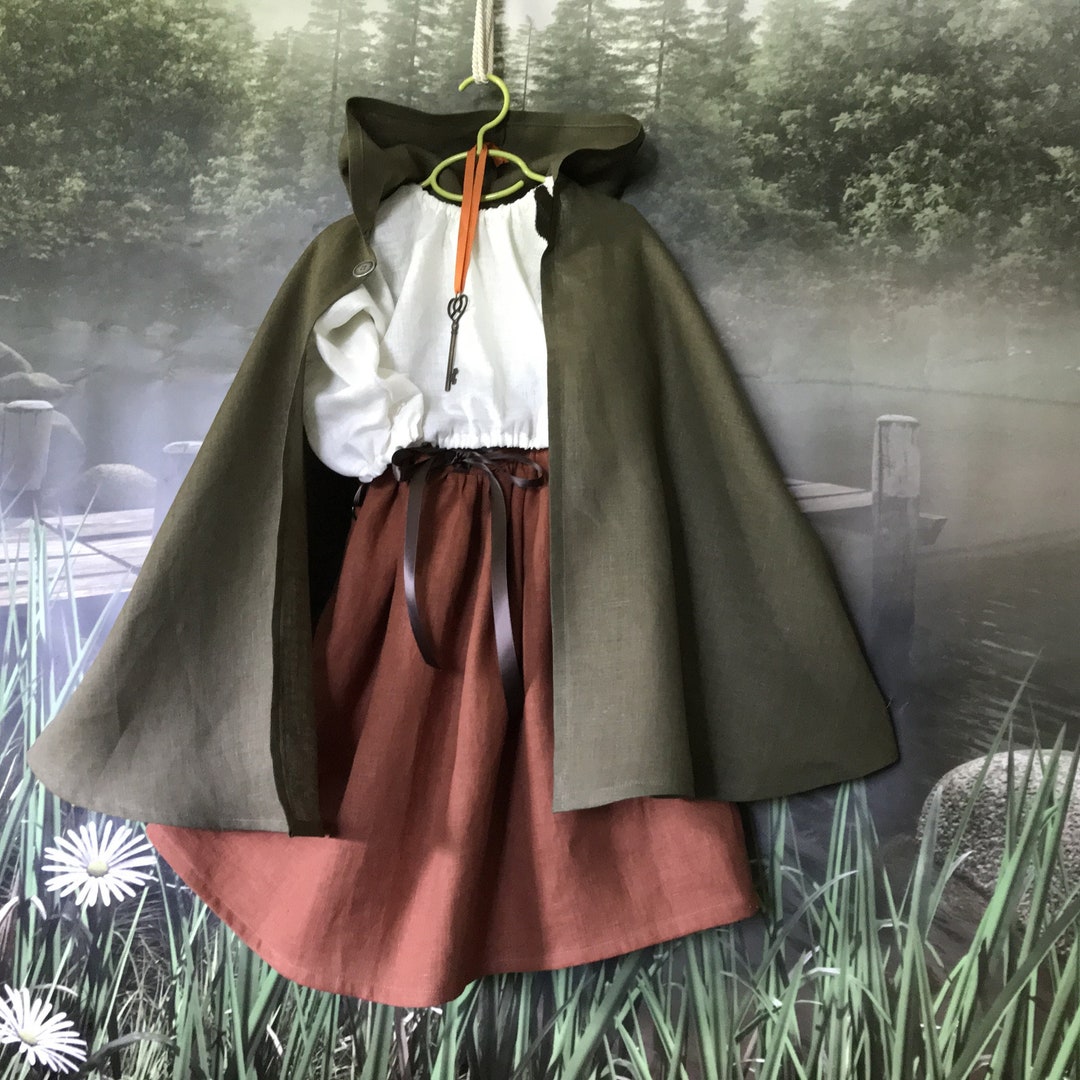 Girl's Medieval, Renaissance, Hobbit, Steampunk Cloan, Long Linen Skirt ...