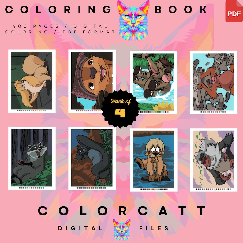 Disney Color by Number Digital Coloring Books Bundle 4 Pack PDF 400 ...