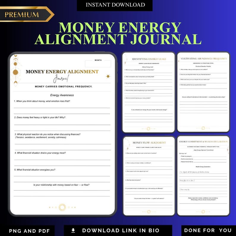 Money Energy Alignment Printable PDF PNG | Abundance Manifestation ...