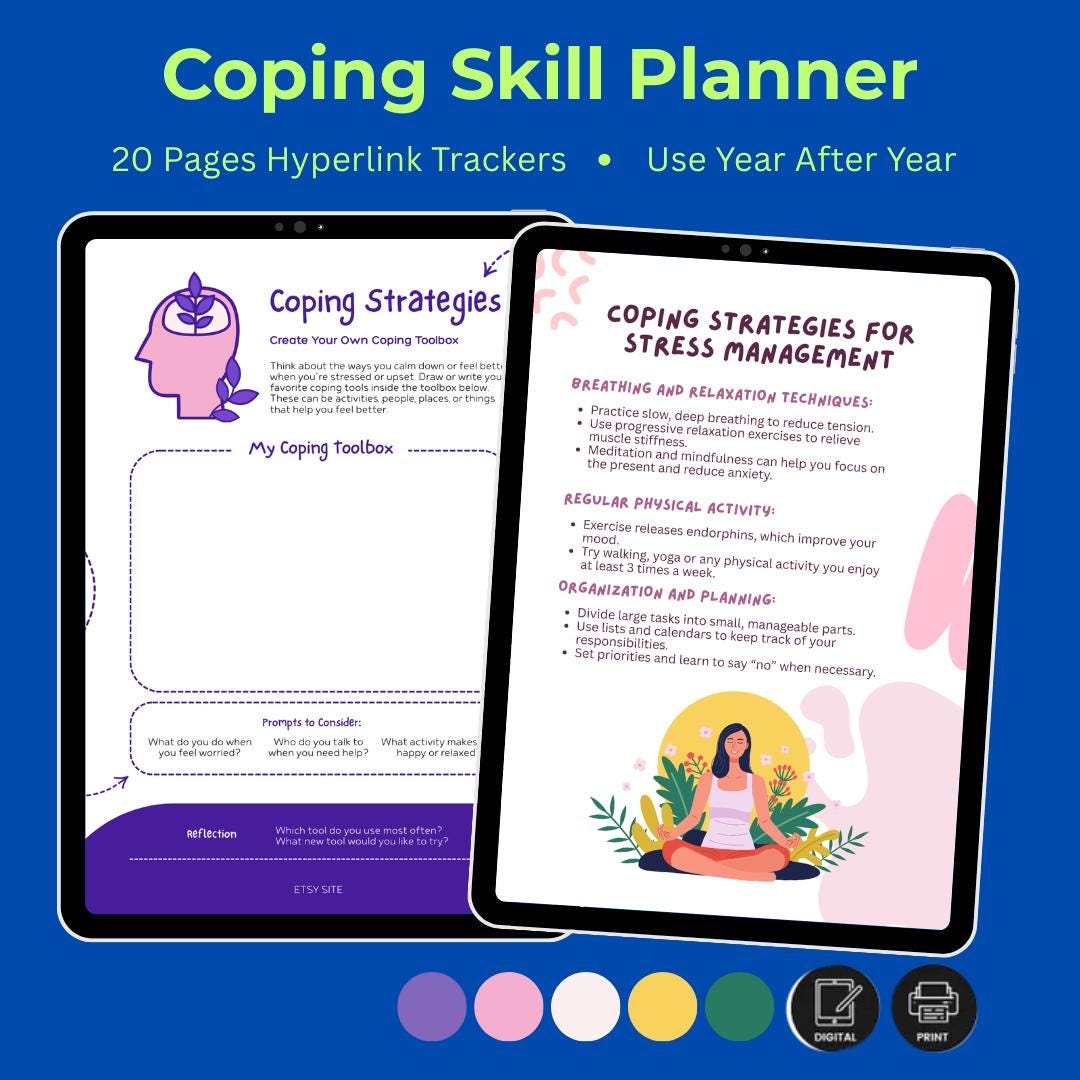Coping Skills Planner Mockup | Mental Health Mockup | PDF PNG | Instant ...