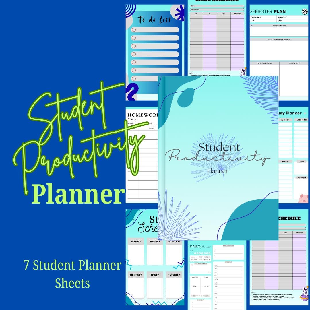 Student Productivity Planner | Study & School Planner | Homework and ...
