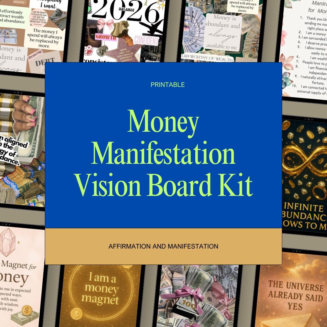 Money Manifestation Vision Board Kit | Abundance & Wealth Planner | Law ...