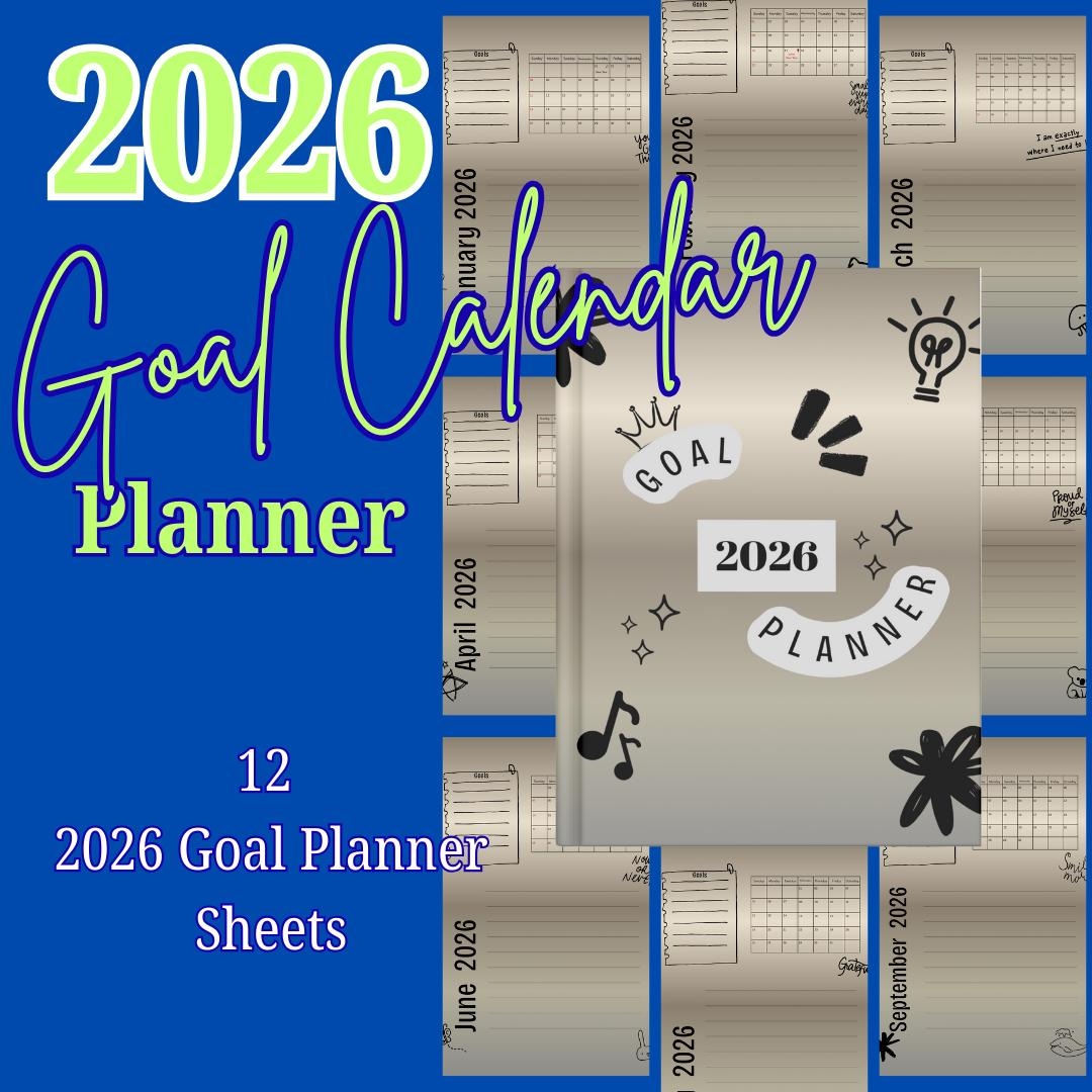 2026 Goal Calendar Planner Bundle (printable PDF and PNG Files) Instant ...