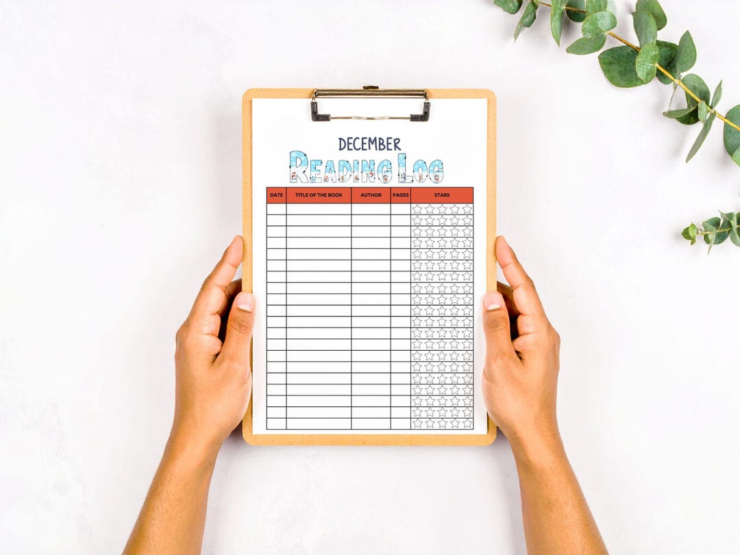 December Reading Chart Log | Winter Book Tracker With Rating Stars ...