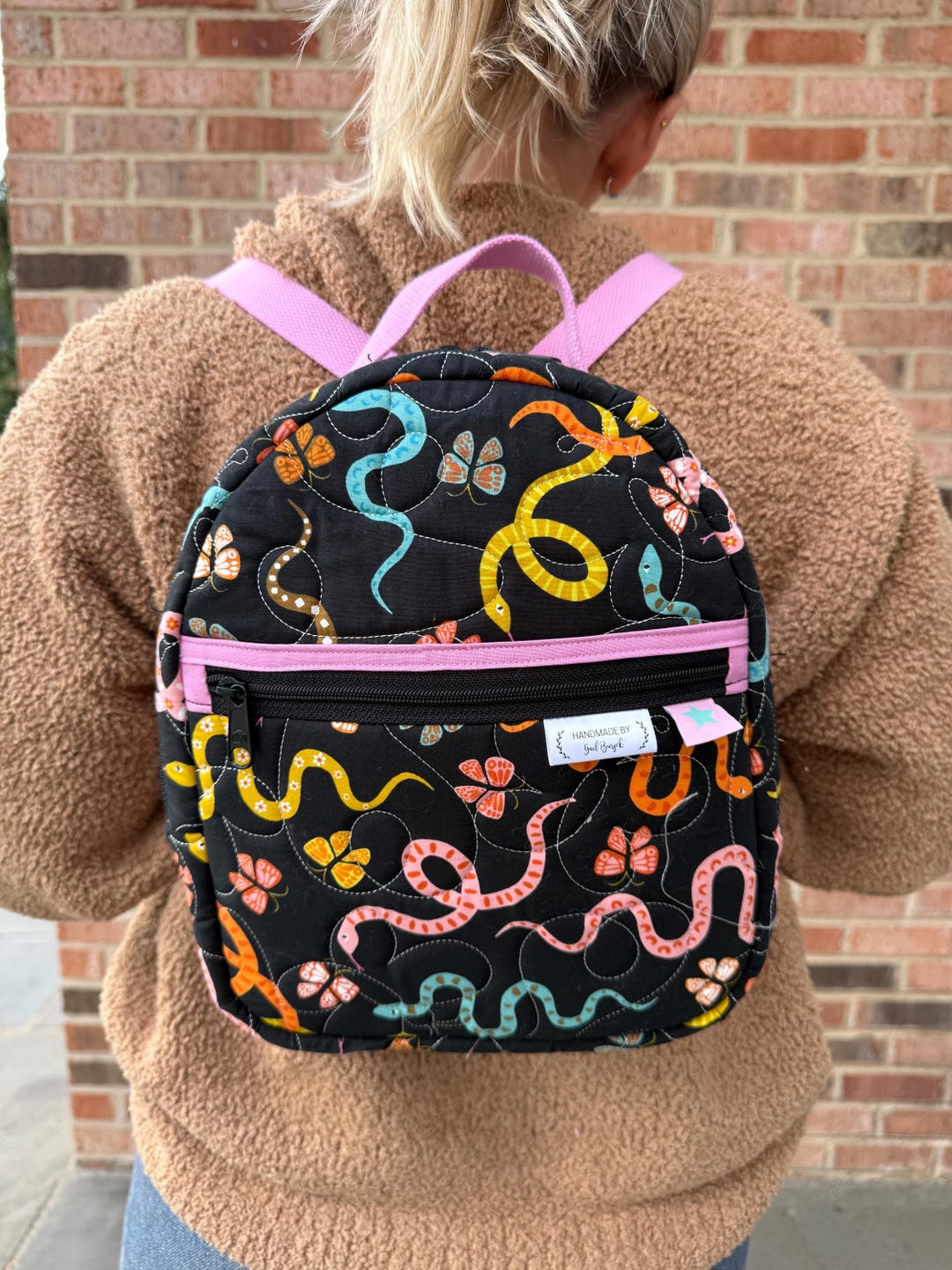 Handmade Quilted Miniature Backpack - Snakes & Butterflies - Etsy