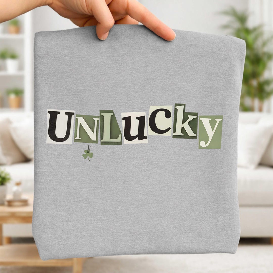 Unlucky St Patrick’s Day PNG | Ransom Letter Style Shamrock Design ...