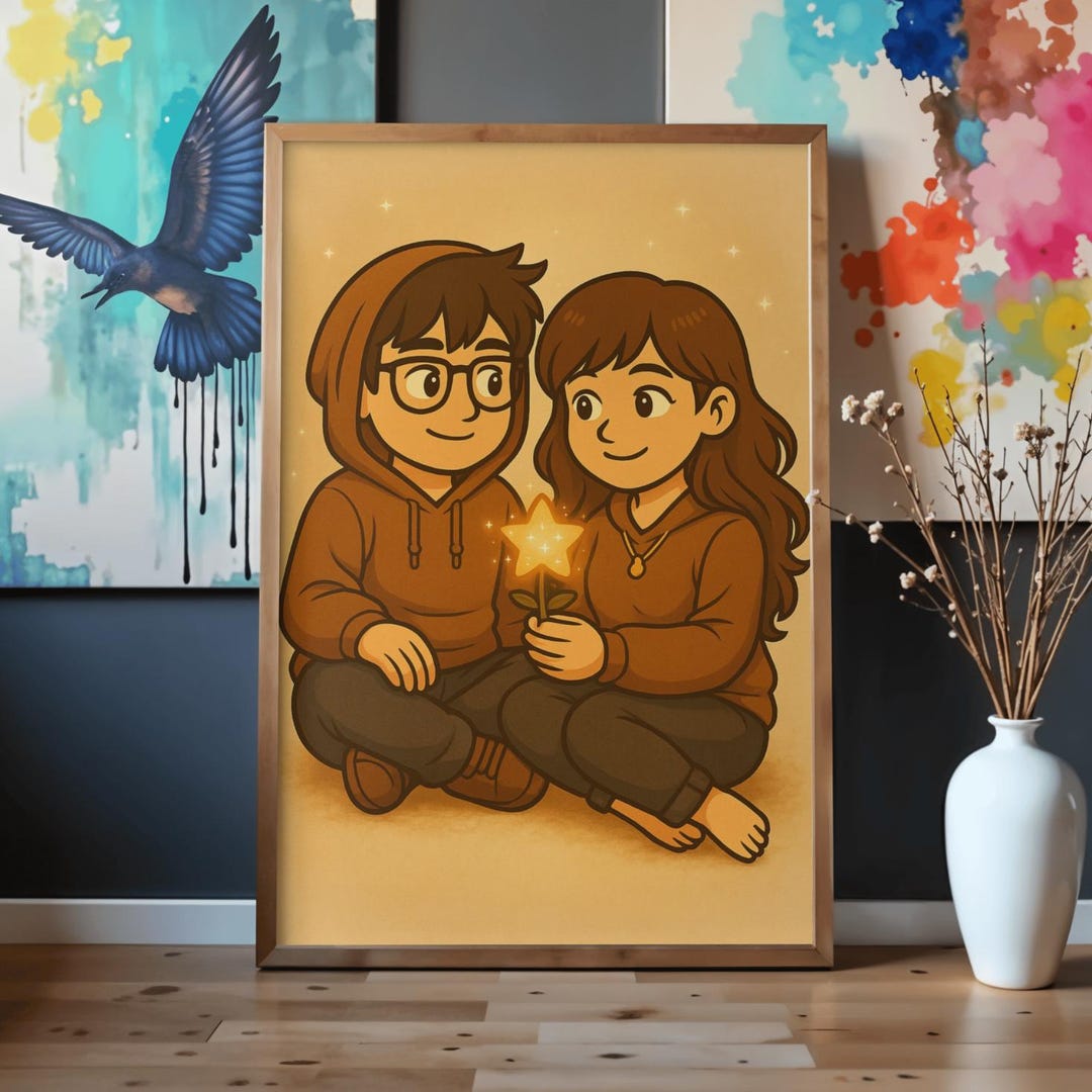 You Glow I Grow, Cozy Couple Art Print, Warm Aesthetic Wall Art, Milo ...