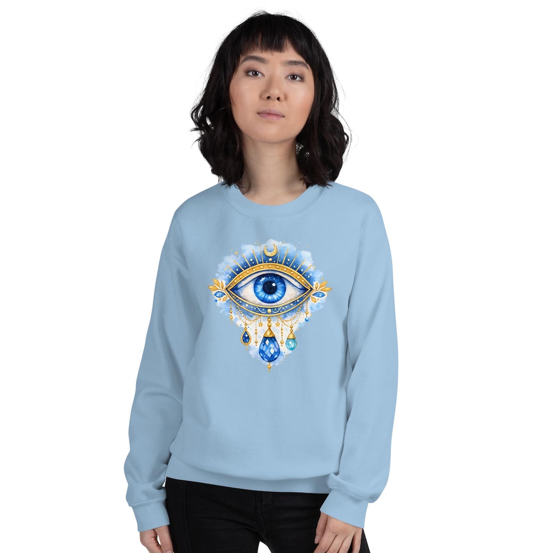 Evil Eye Sweatshirt, Nazar Protection Sweater, Boho Evil Eye Crewneck ...