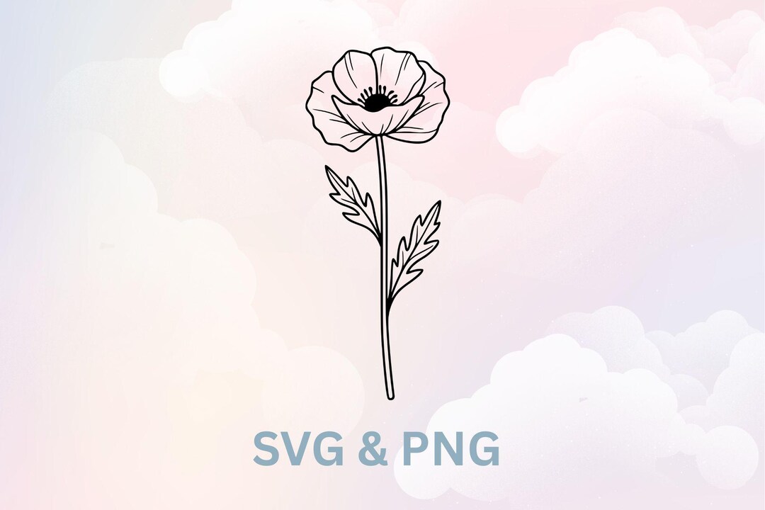 Poppy Outline Svg,png: Cut Ready Digital Design for Cricut Silhouette ...