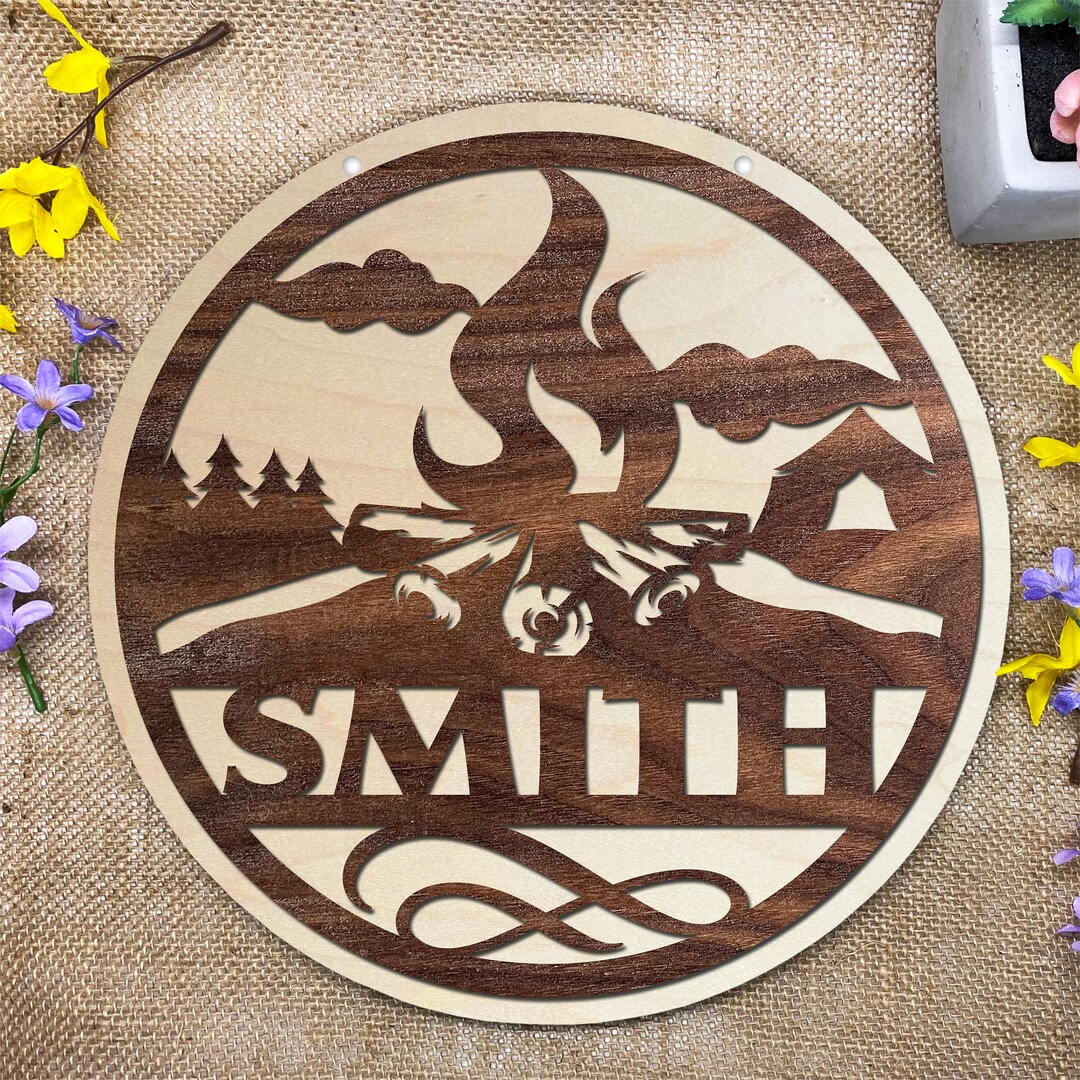 Campfire Name Sign, Wood Home Decor, Personalized Laser Cut Wall Art ...