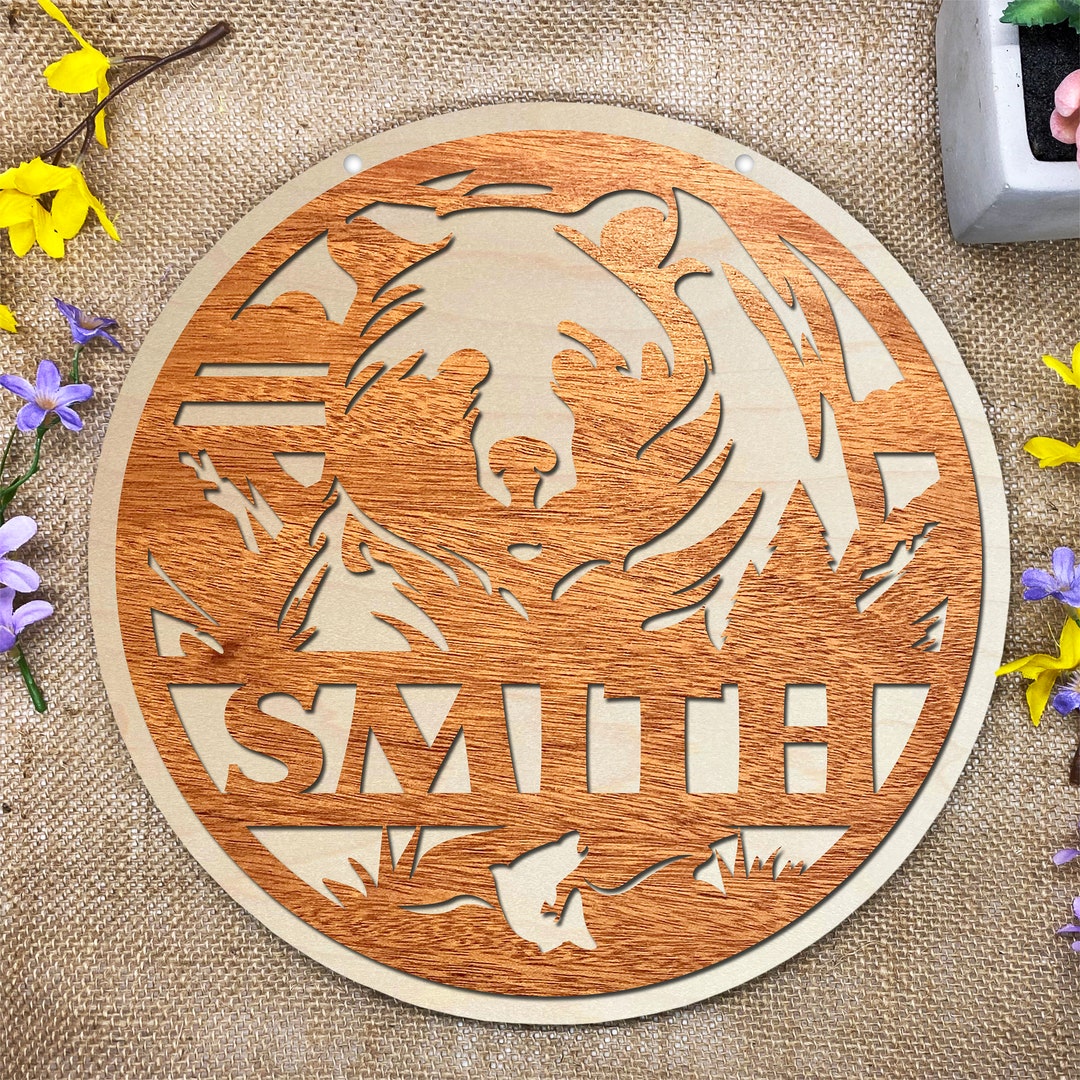Bear Name Sign, Wood Home Decor, Personalized Laser Cut Wall Art ...