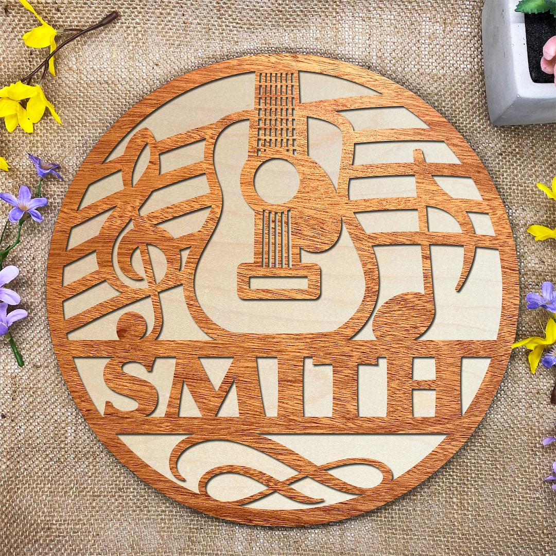 Personalized Name Sign, Acoustic Guitar Sign, Family Name Sign, Music ...