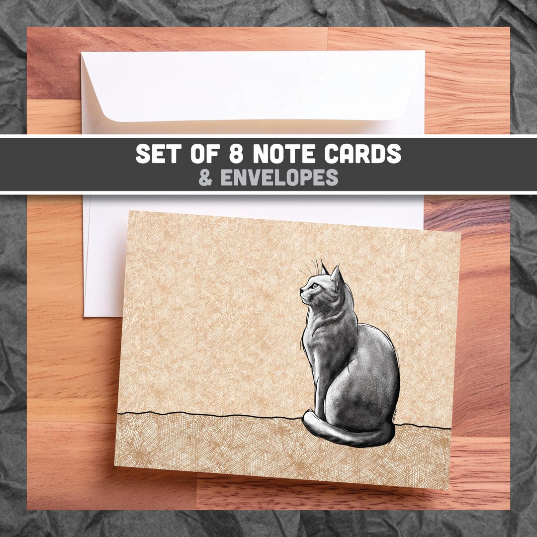 8 Blank Note Cards for Cat Lovers, Cute Stationery With Tabby, Birthday ...