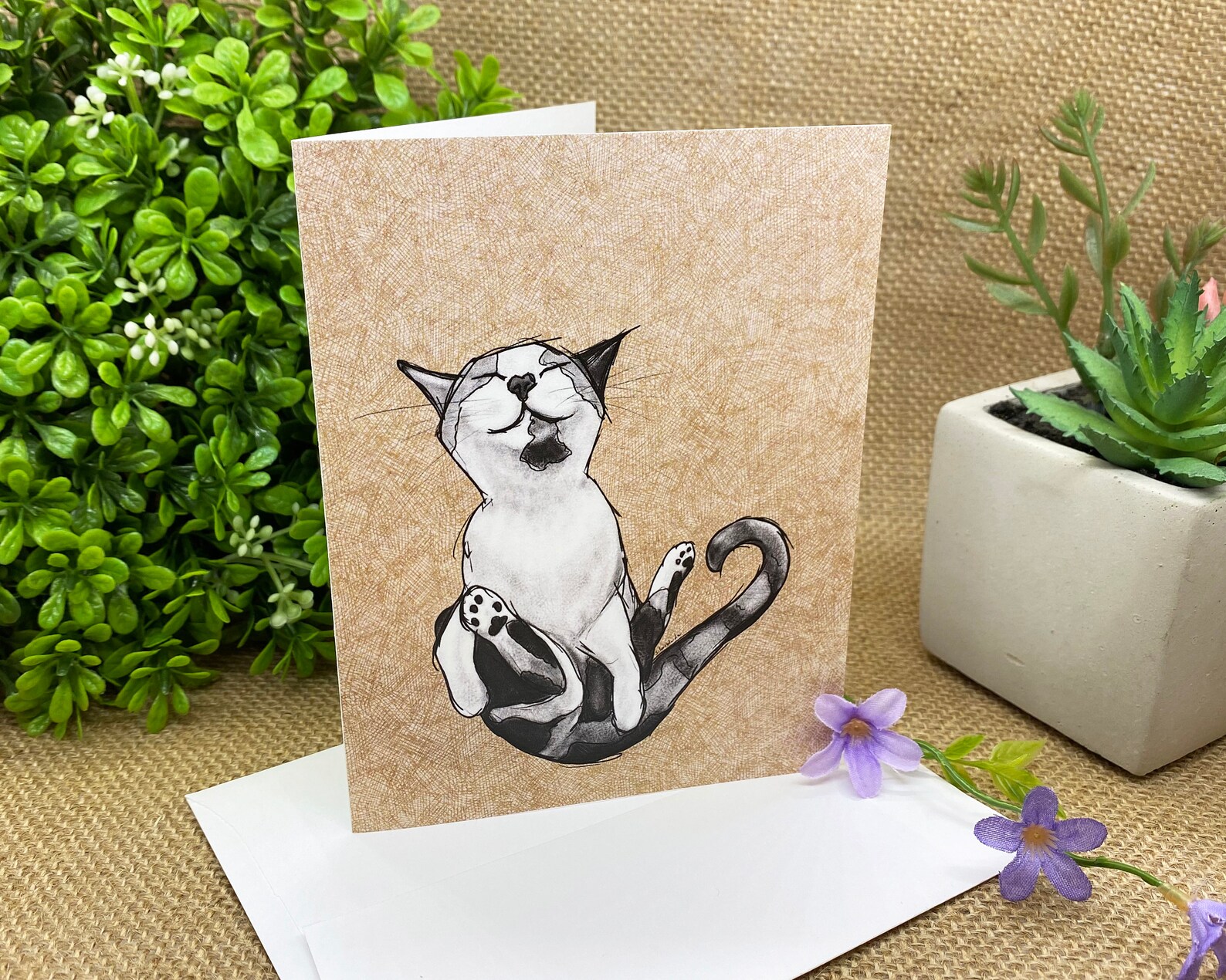 Cat Notecards Set of 4 Cat Stationary Blank Notecards With - Etsy UK