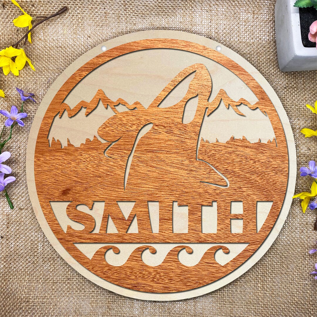 Orca Name Sign, Wood Home Decor, Personalized Art for Whale Lover ...