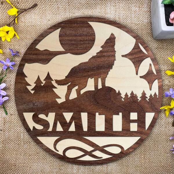 Wolf Family Name Sign - Etsy