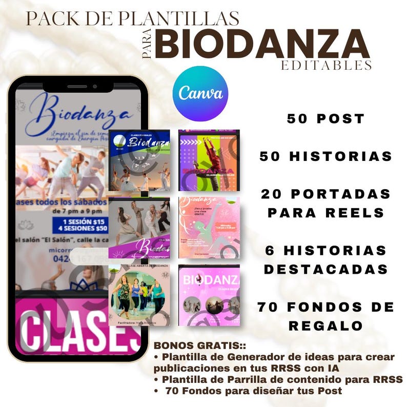 Editable Digital Templates in Canva - Biodanza - Etsy