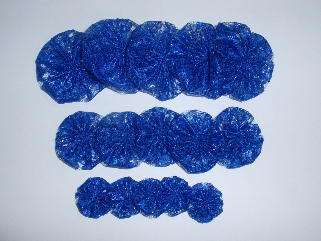 Royal Blue Lace Yo Yos - 15 Pieces- Journal Ephemera, Bowl Filler ...