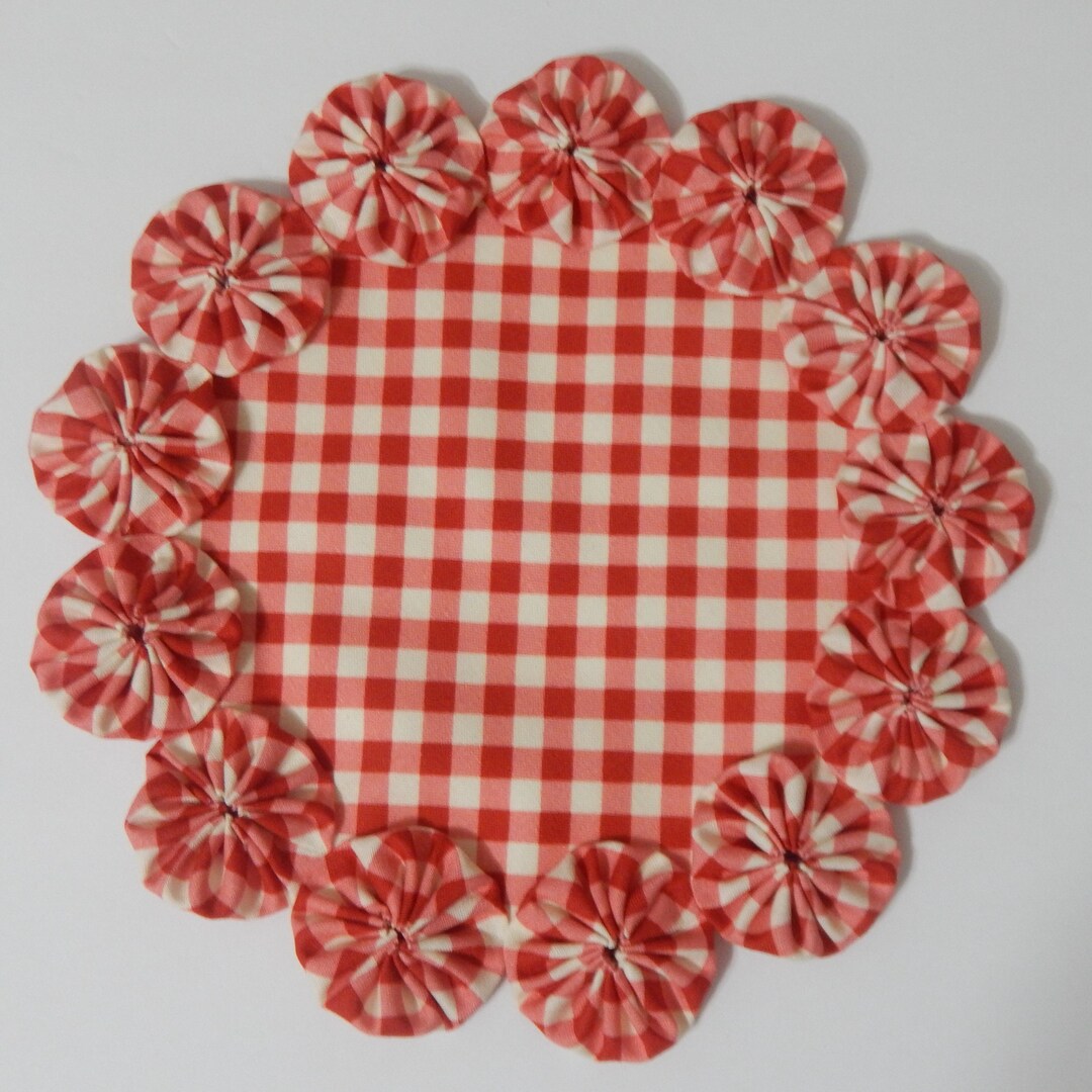 Gingham Red, Pink and Cream 8.5" Yo Yo Doily - Etsy