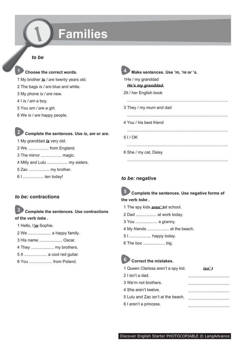 Discover English Starter Grammar Worksheets | Beginner ESL Practice PDF ...