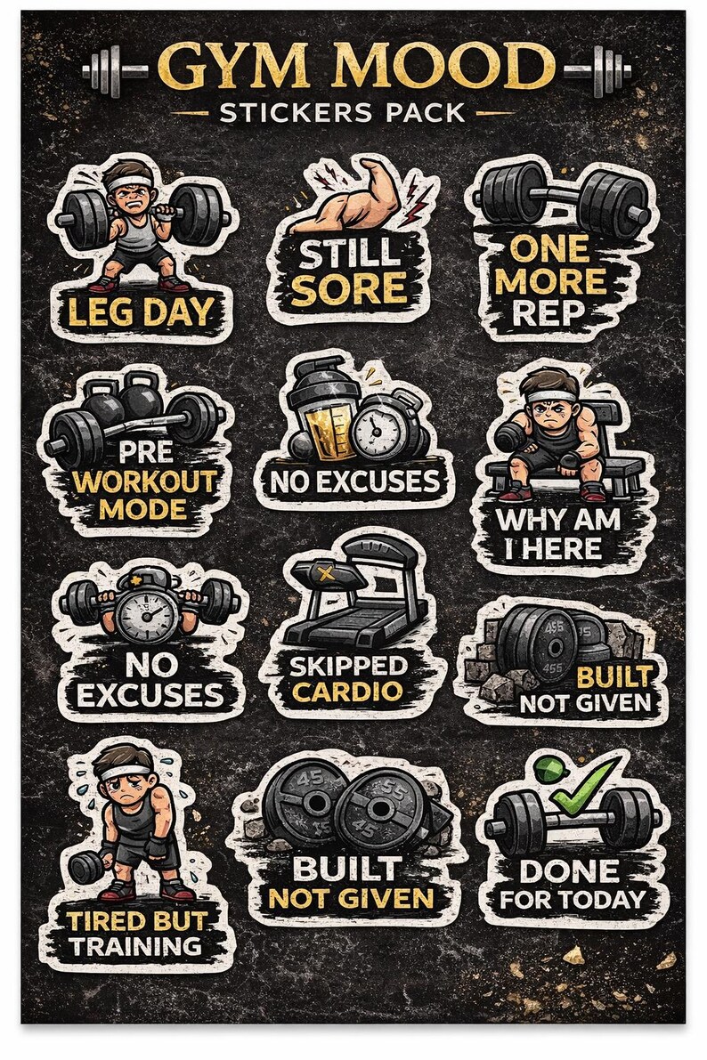Printable Gym Stickers A4 | Fitness Planner Stickers | Workout Journal ...
