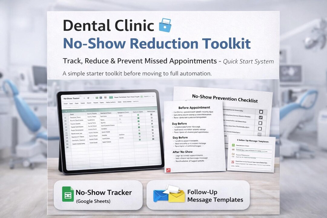 Dental Clinic No Show Reduction Toolkit Appointment Tracker Follow up ...
