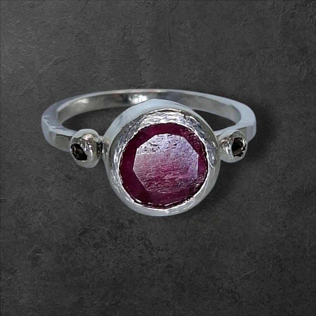 Handmade Sterling Silver Ruby Ring – Black Diamond Accents - Etsy