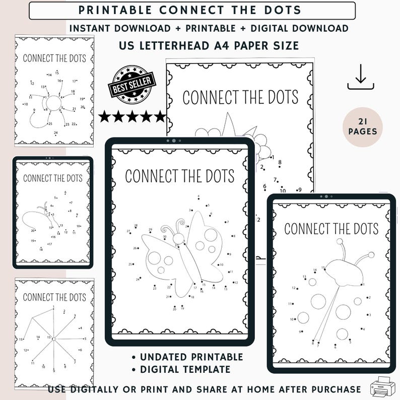 Printable Connect the Dots Activity, Kids Educational Worksheets ...