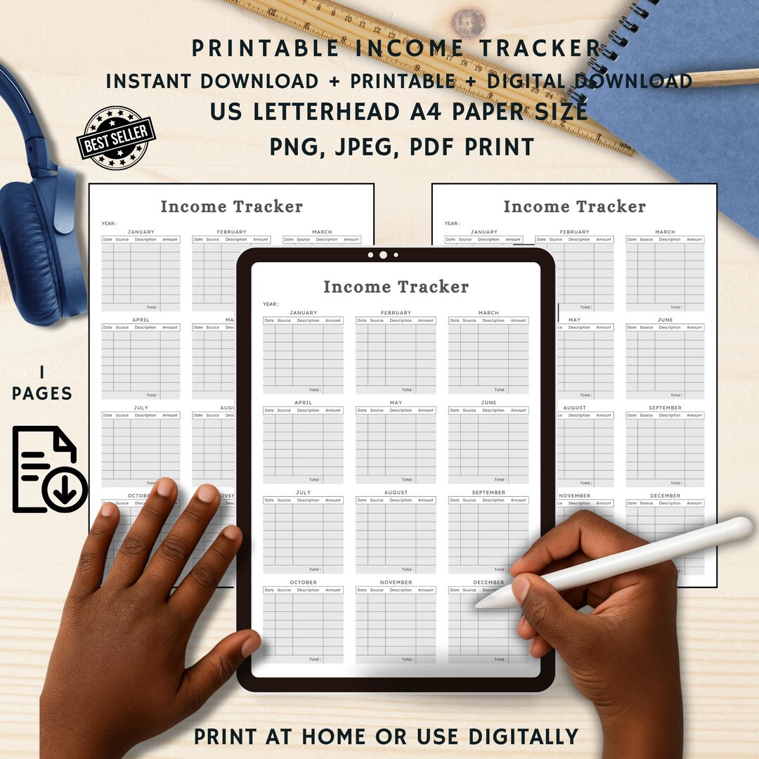 Printable Income Tracker, Digital Download, Budget Planner, Money ...