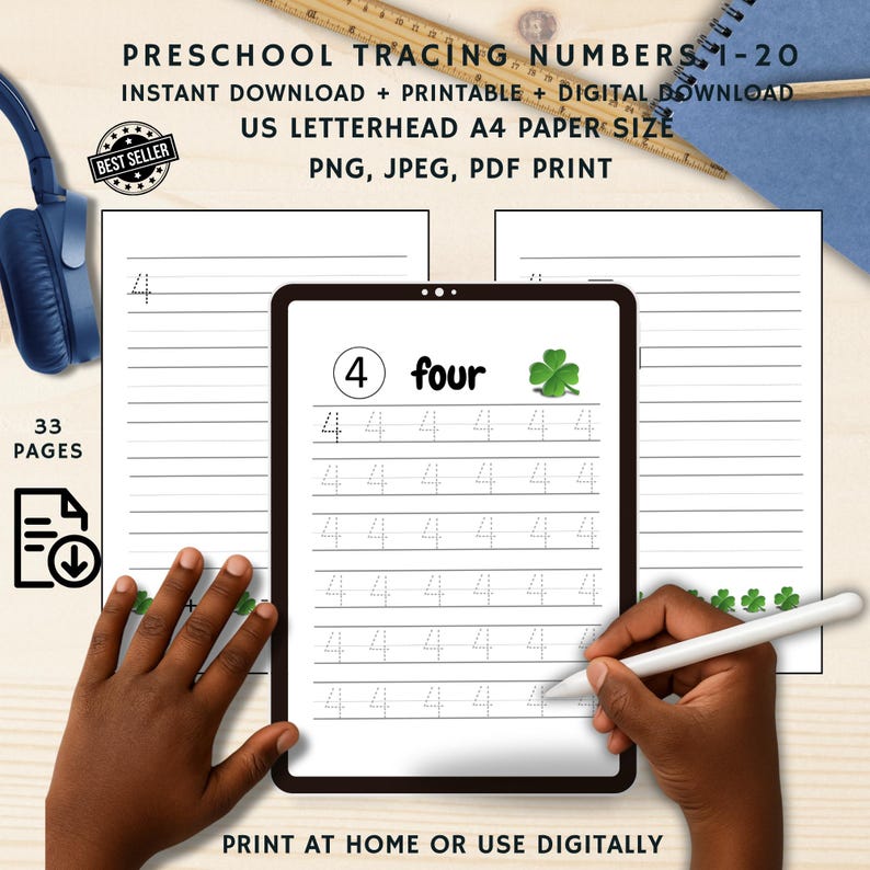Preschool Number Tracing 1-20 Worksheets | Handwriting Practice ...