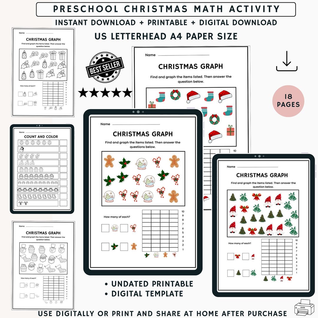 Preschool Christmas Math Activity | Holiday Counting Worksheets ...