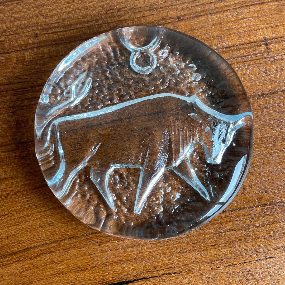 Vintage Blenko Art Glass TAURUS Glass Sun Disc, Paperweight ...