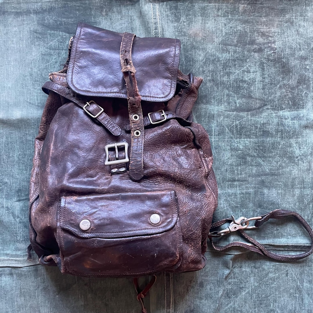 Antique Leather Rucksack or Saddle Bag, From a Century Old Cattle Ranch ...