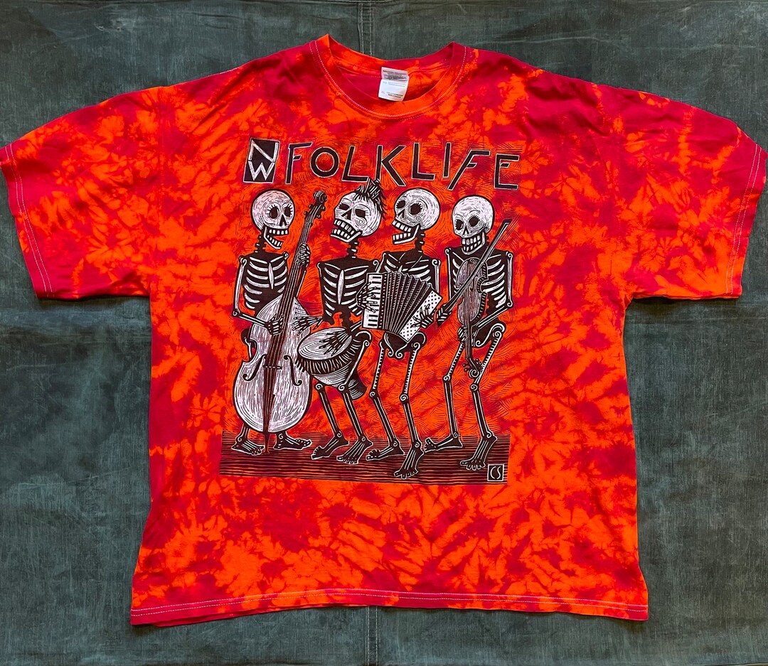 Rare Vintage 90’s Carl Smool Tie Dye Skeleton Band Northwest Folklife ...