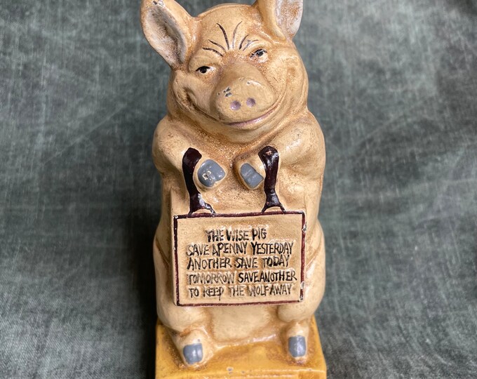 Hubley Cast Iron Thrifty the Wise Piggy Bank, Coin Bank Still ...