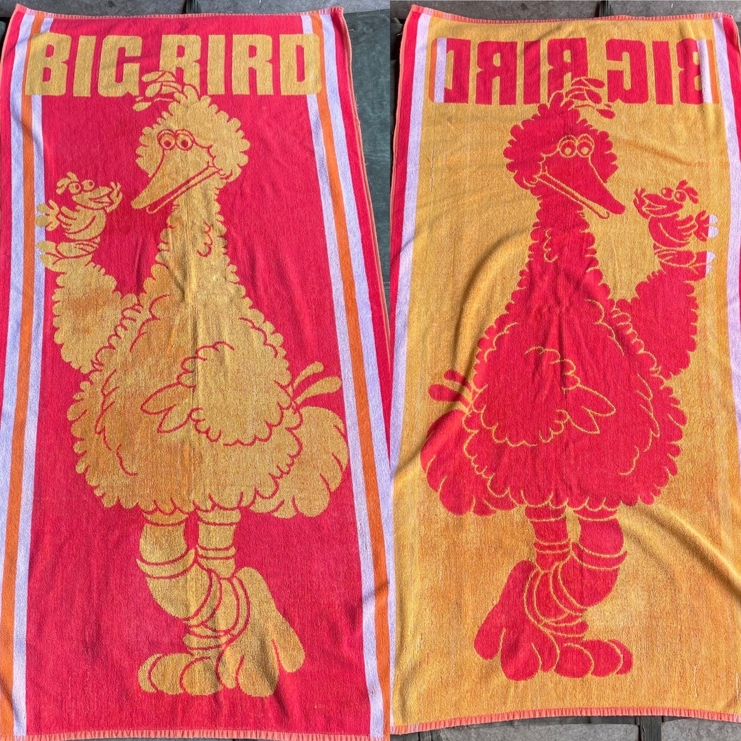 RARE Vintage 1970s Big Bird Beach Towel: Sesame Street Muppets Damask ...