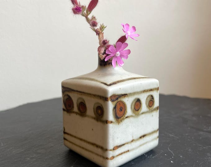 Tiny Mid Century Japanese Art Pottery Bud Vase or Weed Pot, Slab Side ...
