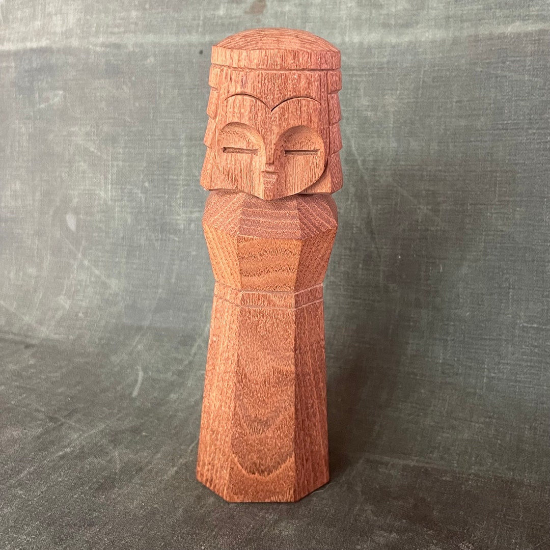 Vintage Abashiri Wood Carving Large Nipopo Kokeshi Doll, Old Japanese ...